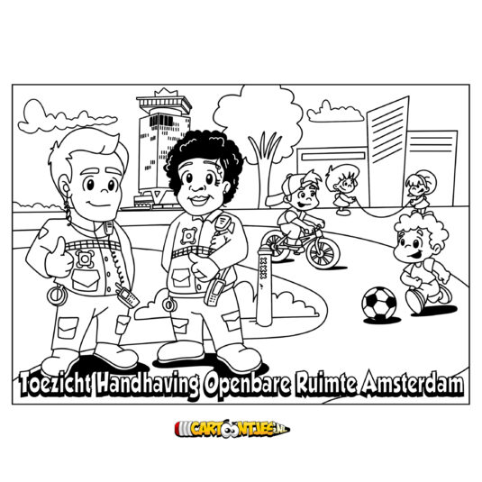 Kleurplaat - Handhaving Openbare Ruimte, Amsterdam | www.cartoontjes.nl