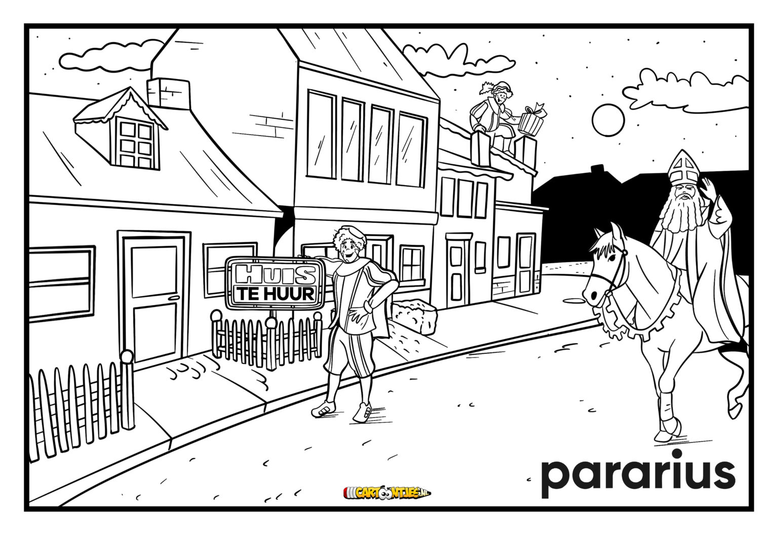 Sinterklaas kleurplaat Pararius | www.cartoontjes.nl